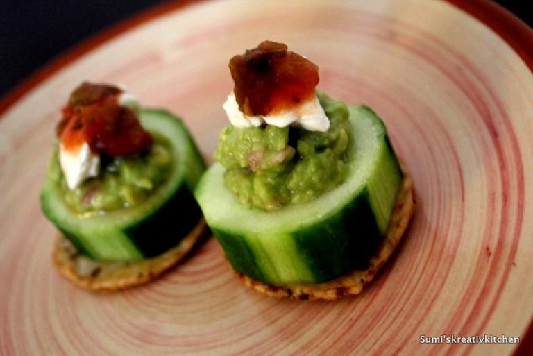 STUFFED CUCUMBER CUPS with “GUAC” – Sumi's KreativKitchen